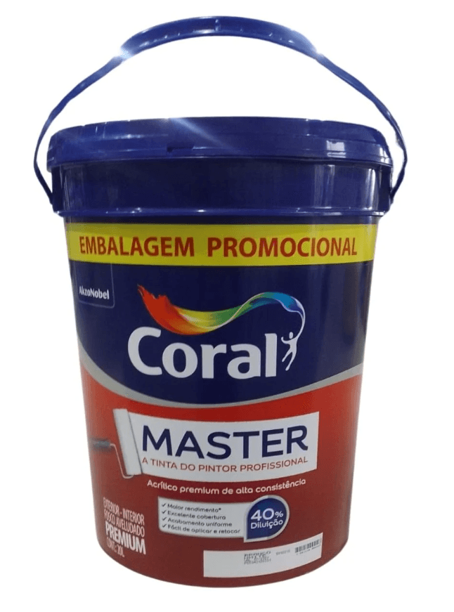 Tinta Acrílica Fosca Master 20L - Balde Branco - Coral